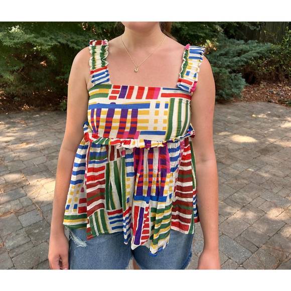 THML | Tops | New Thml Kiani Tank In Cream Multi | Poshmark